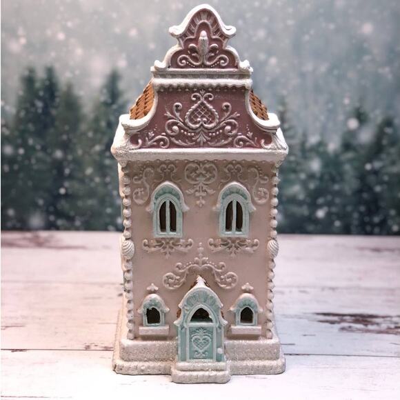 Jingles & Joy | Holiday | Pastel Pink Gingerbread House Victorian Style ...
